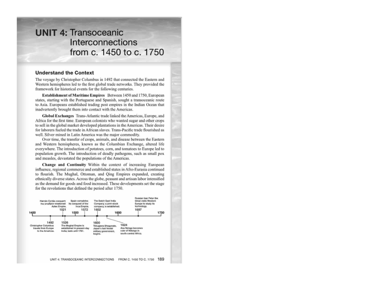 Amsco Unit 4 - Unit 4 Reading - UNIT 4: Transoceanic Interconnections ...