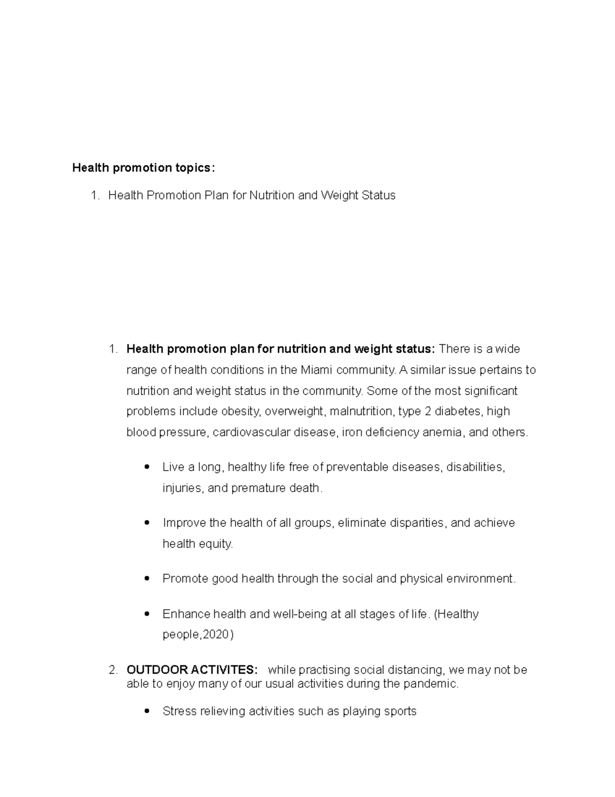 Ohs8030 - important - Health promotion topics: Health Promotion Plan ...