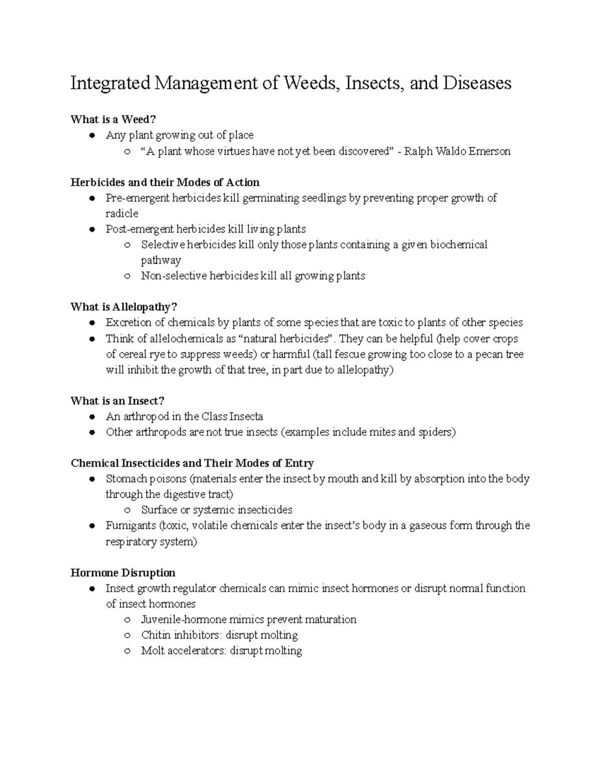 Integrated Management of Weeds, Insects, and Diseases - HORT 1013 ...