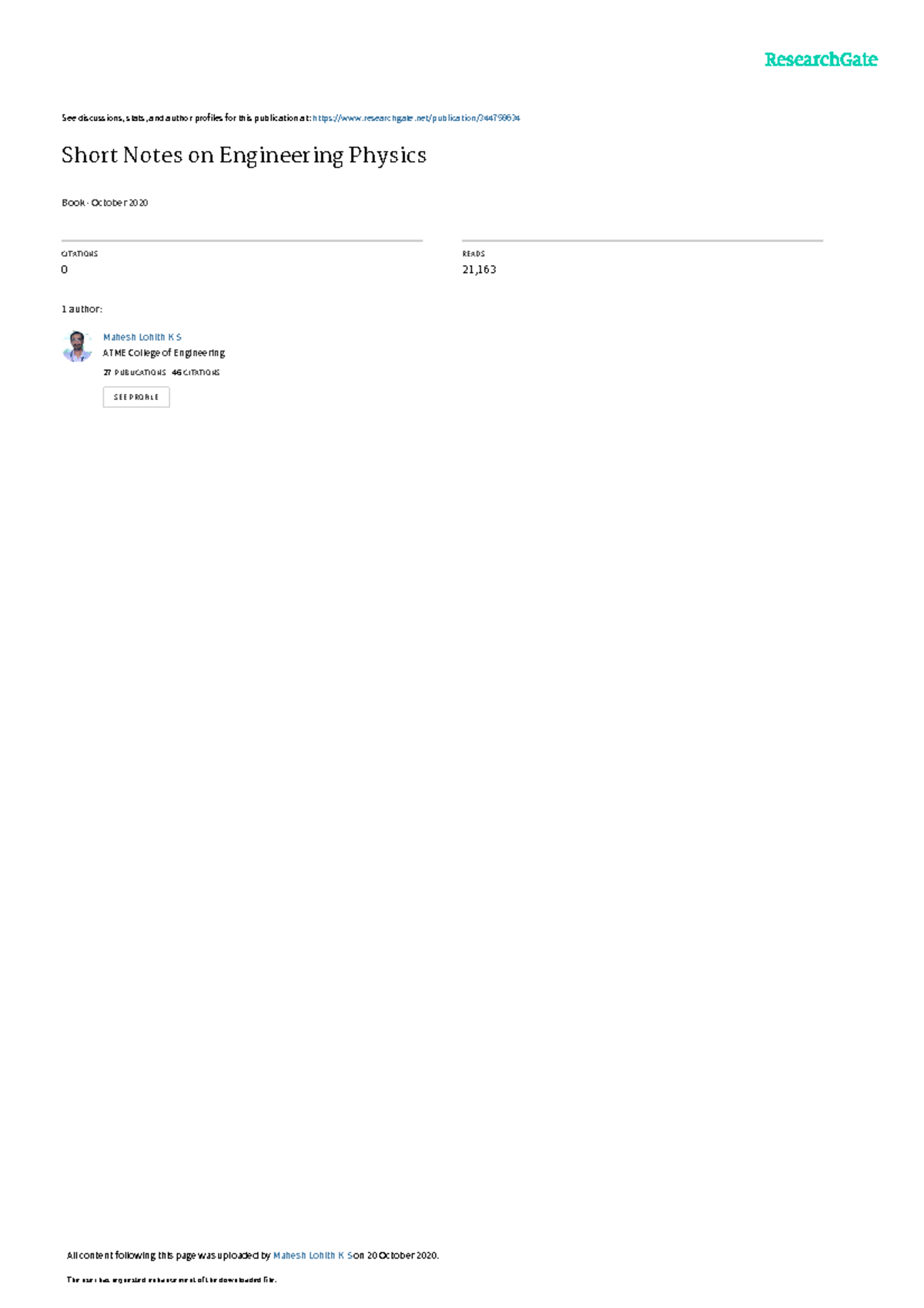 Short Notes Engg Phy-Simplifiedfor Students - See discussions, stats ...