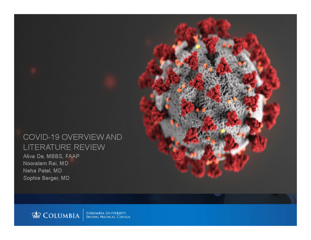 Covid-overview-4 - Lecture notes - Sub-topic Presenter Name ...