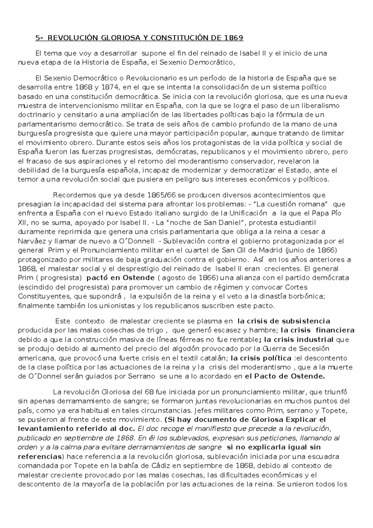 5- LA RevolucióN Gloriosa Y LA ConstitucióN DE 1869 - 5- REVOLUCIÓN ...