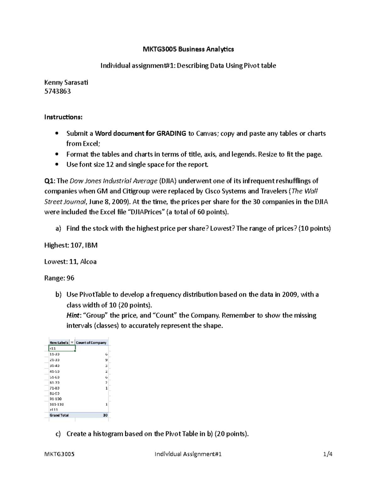 MKTG3005 Individual assignment#1 - MKTG3005 Business Analytics ...