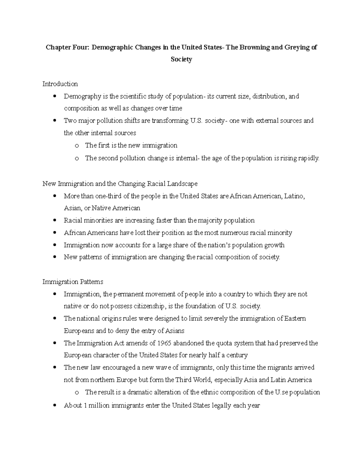 Chapter Four Demographic Changes in the United States The Browning and ...