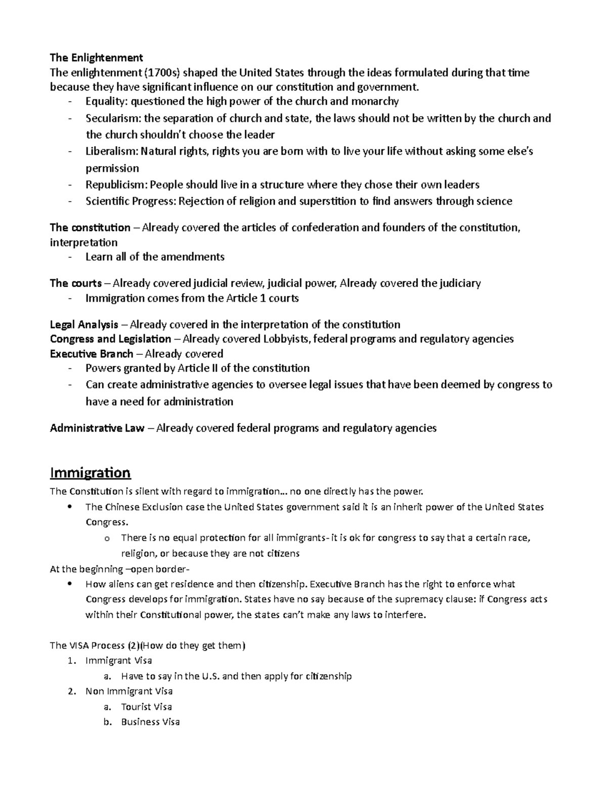 Public Law Midterm Study Guide - The Enlightenment The enlightenment ...