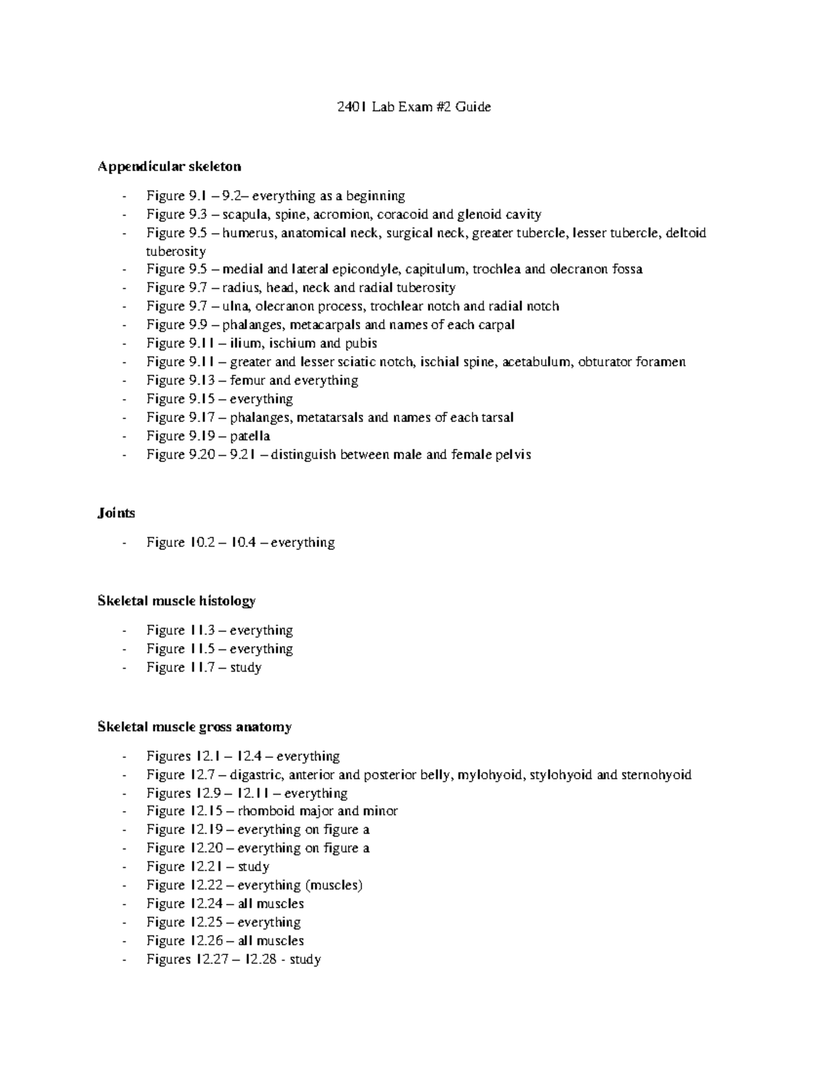 2401 lab review 2 - question - 2401 Lab Exam # 2 Guide Appendicular ...