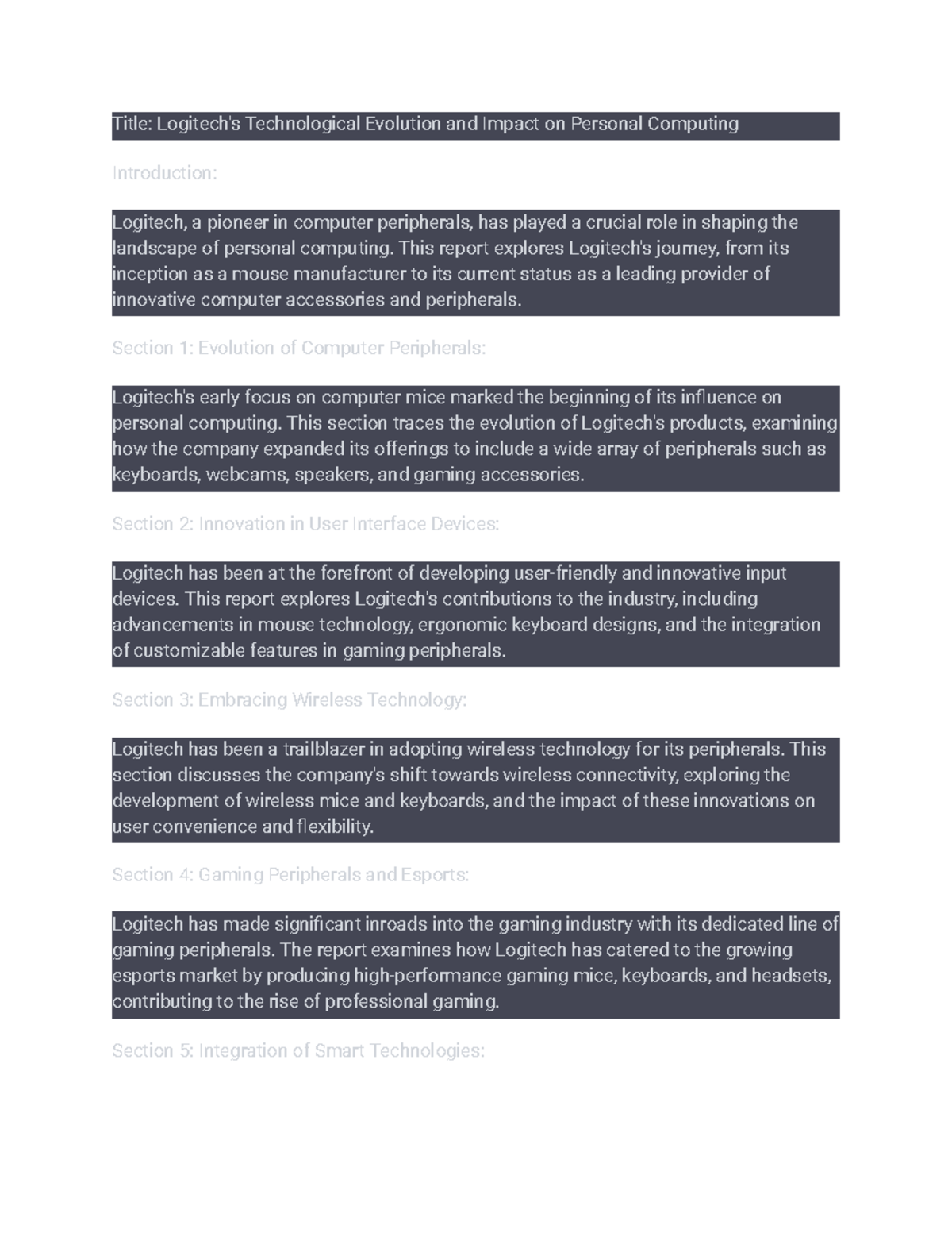 Title Logitech's Technological Evolution and Impact on Personal ...