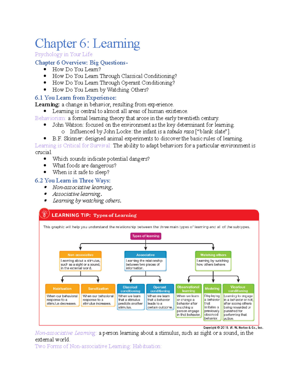 Chapter 6 Lecture Notes 6 Chapter 6 Learning Psychology In Your