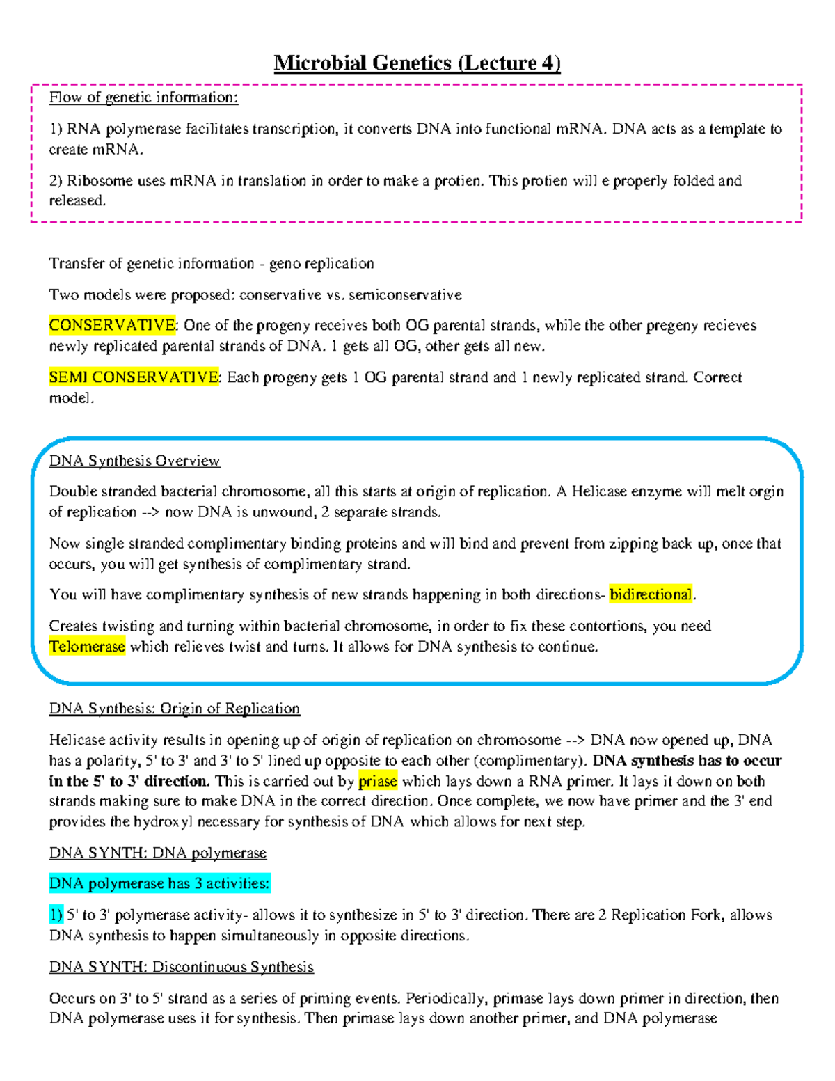 Microbial Genetics - Lecture notes 4 - BIOL 251L - UNLV - Studocu