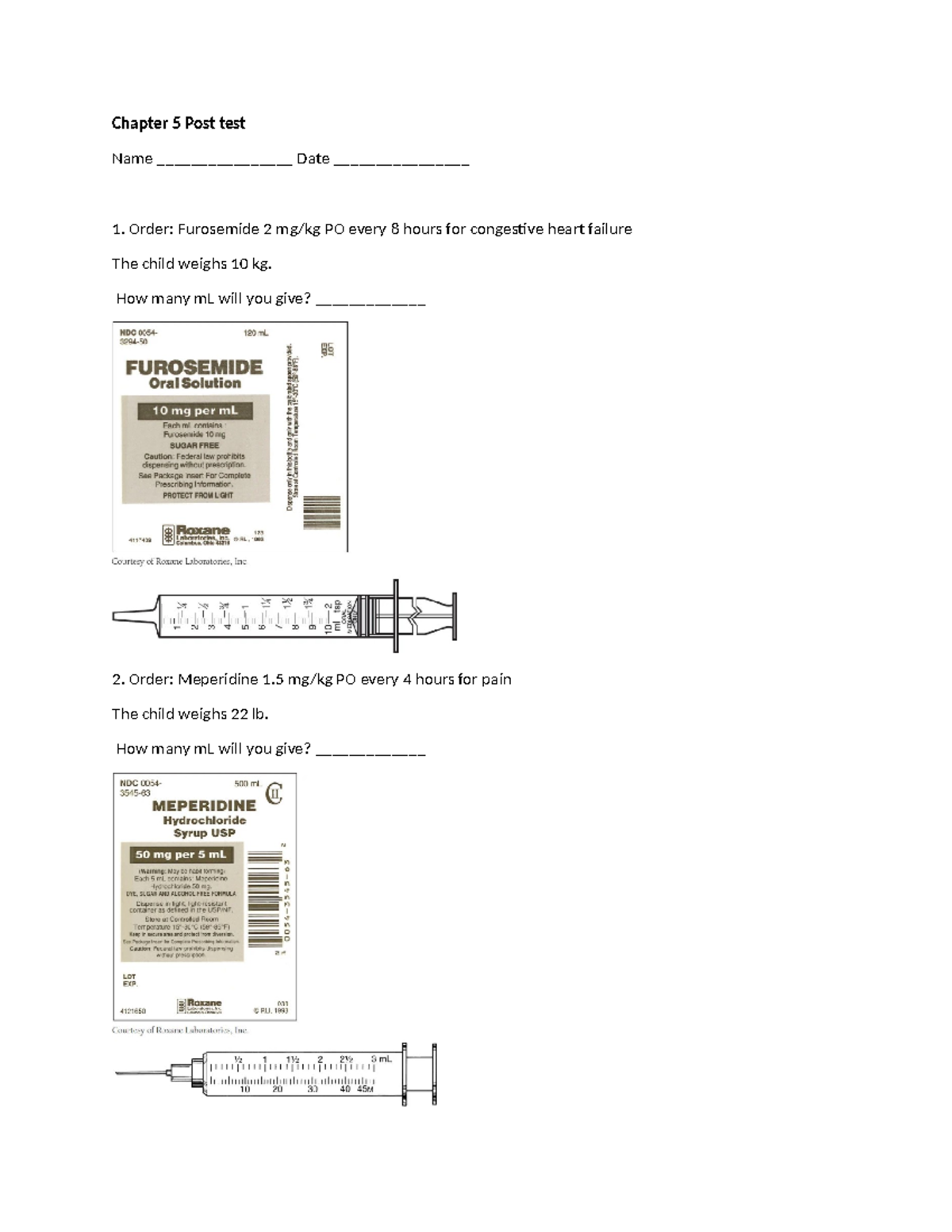 NUR2243 Chapter 5 post-test - Chapter 5 Post test Name ...