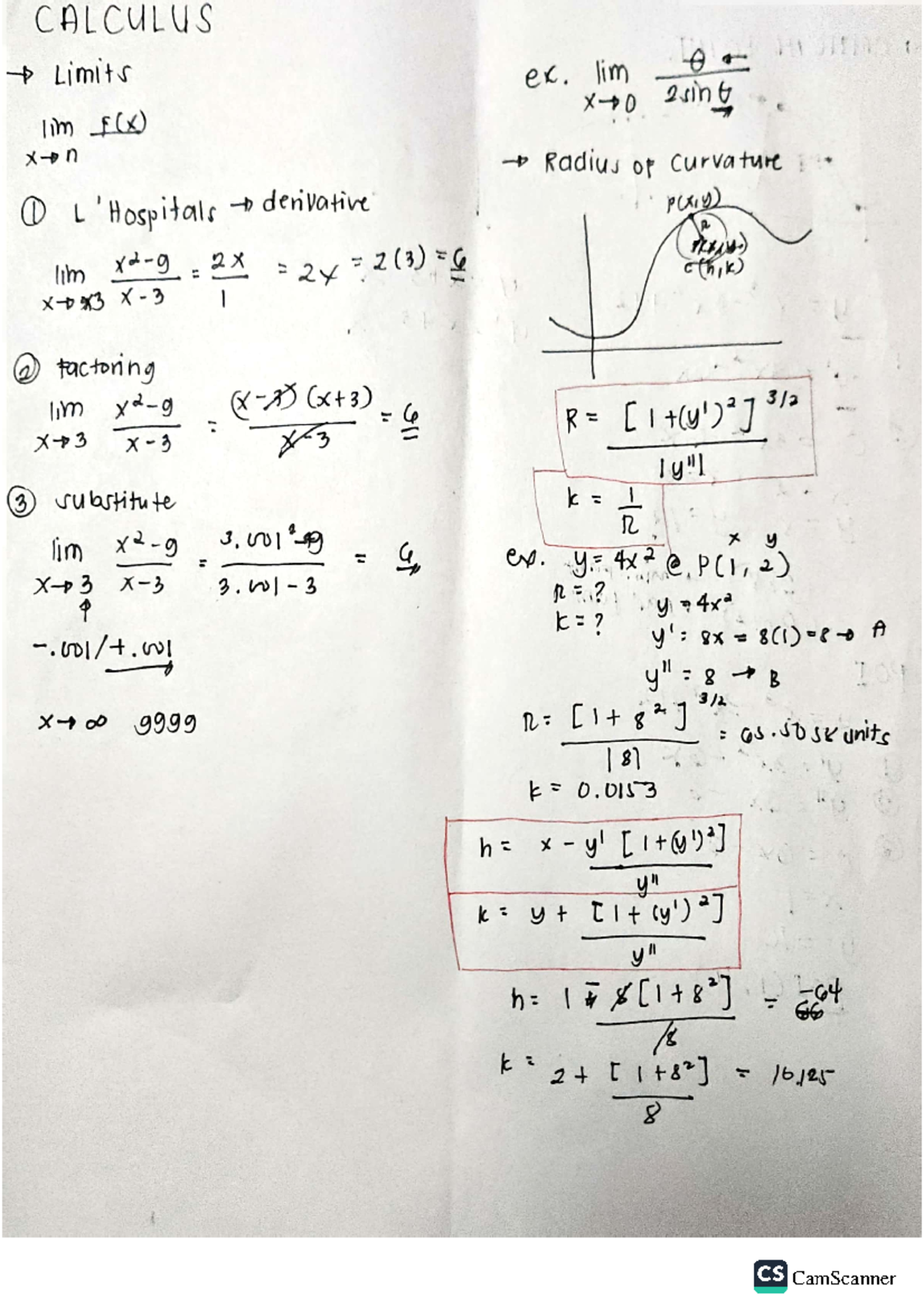 Calculus-2024 09 20 - Calculus - CALCULUS P Limits ex. lim 0 2sinG lim ...