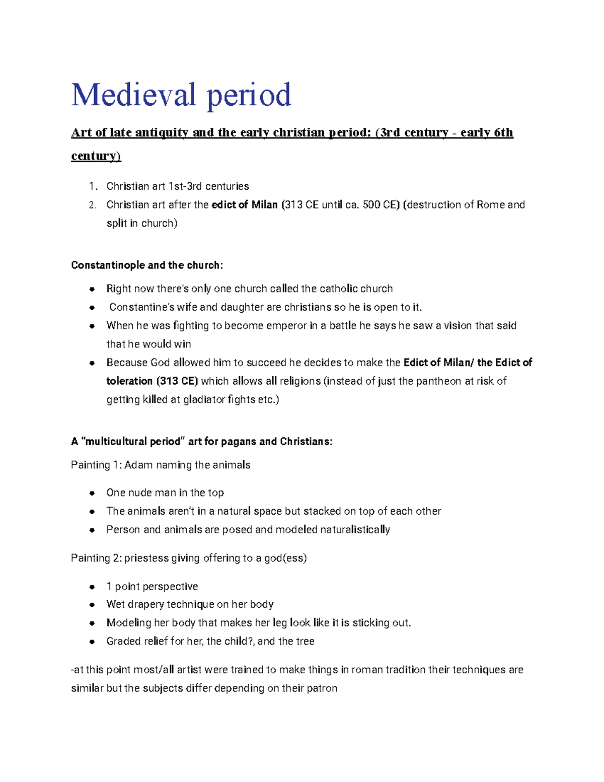 ARTS1303 Medieval to Islamic - Medieval period Art of late antiquity ...