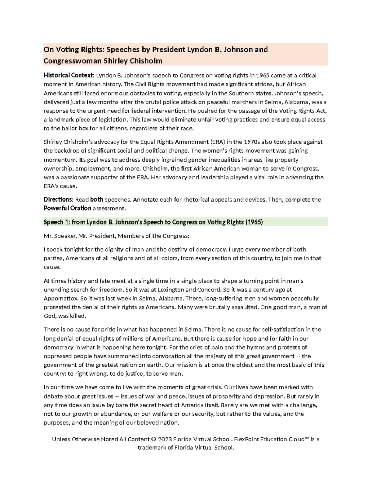 04 02 johnson and chisholm - On Voting Rights: Speeches by President ...