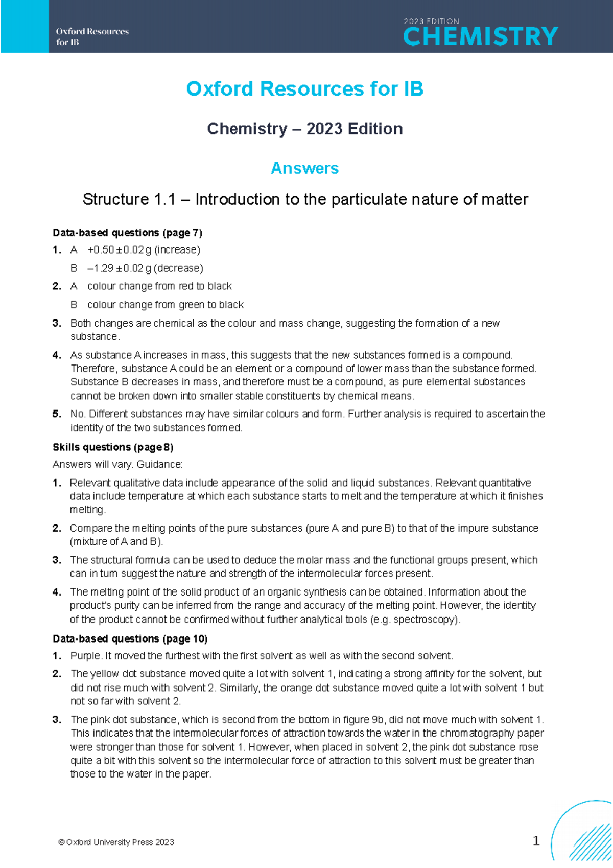 IB Chemistry Answers S1 - Oxford Resources for IB Chemistry – 2023 ...