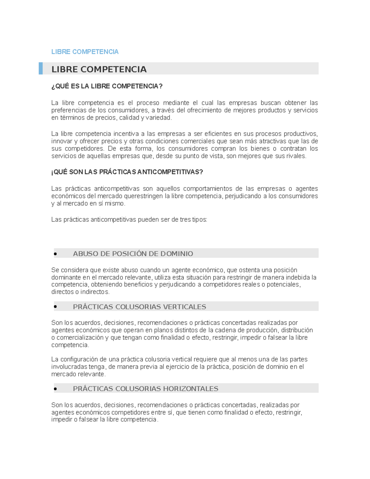 Libre Competencia - ciencias politoicas - LIBRE COMPETENCIA LIBRE ...