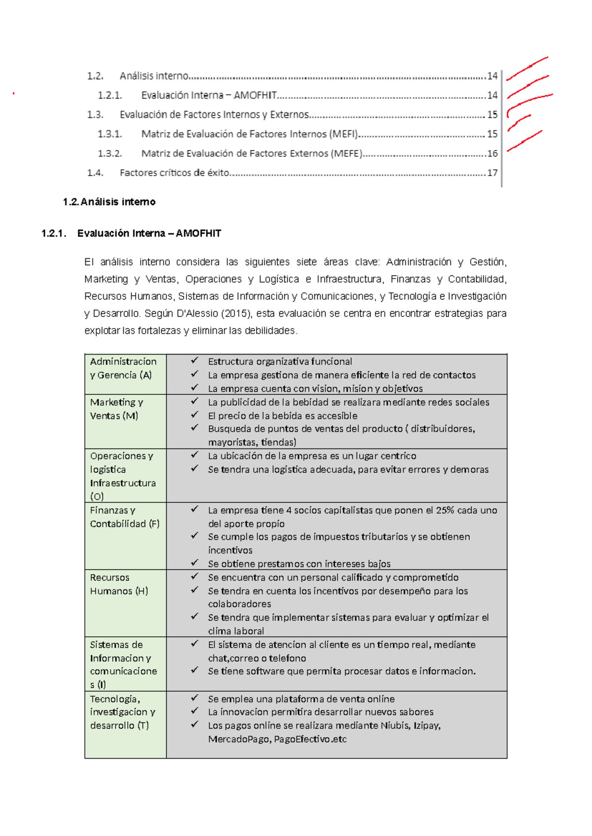 Análisis interno - AVANCE 1 - 1. Análisis interno 1.2. Evaluación ...