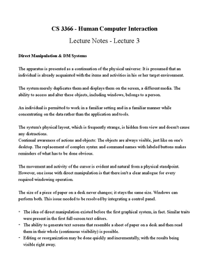 CS 3366 Lecture Notes 5 - CS 3366 - Human Computer Interaction Lecture ...