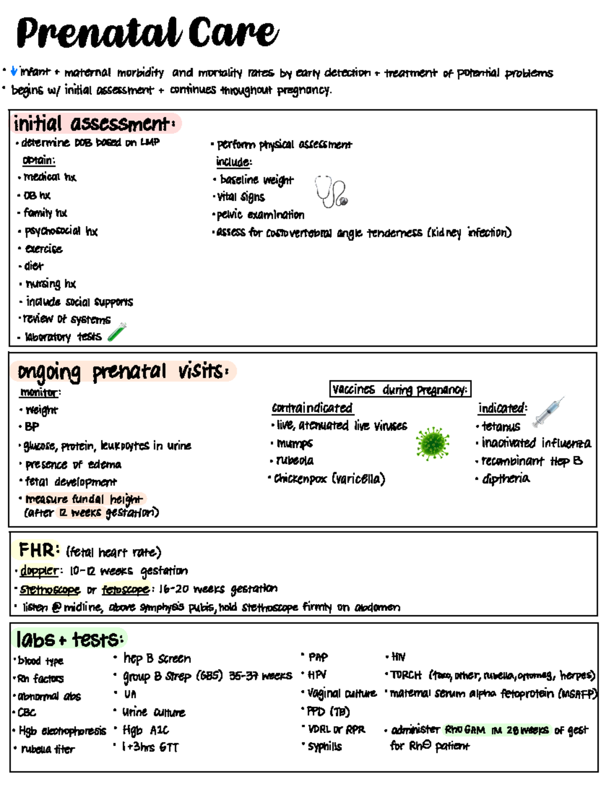 Prenatal Care - Notes - Prenatal Care infant maternal morbidity and ...