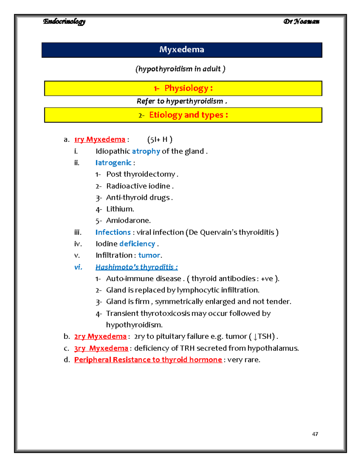 Myxedema - internal medicine - Myxedema (hypothyroidism in adult ) 1 ...