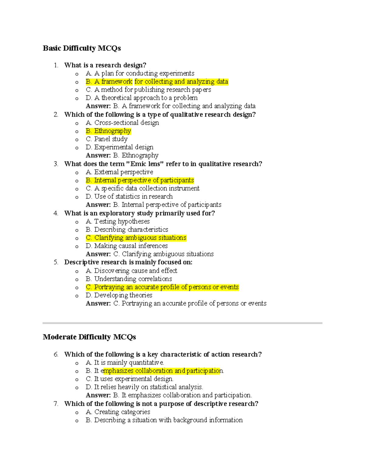 Research design' - Basic Difficulty MCQs 1. What is a research design ...