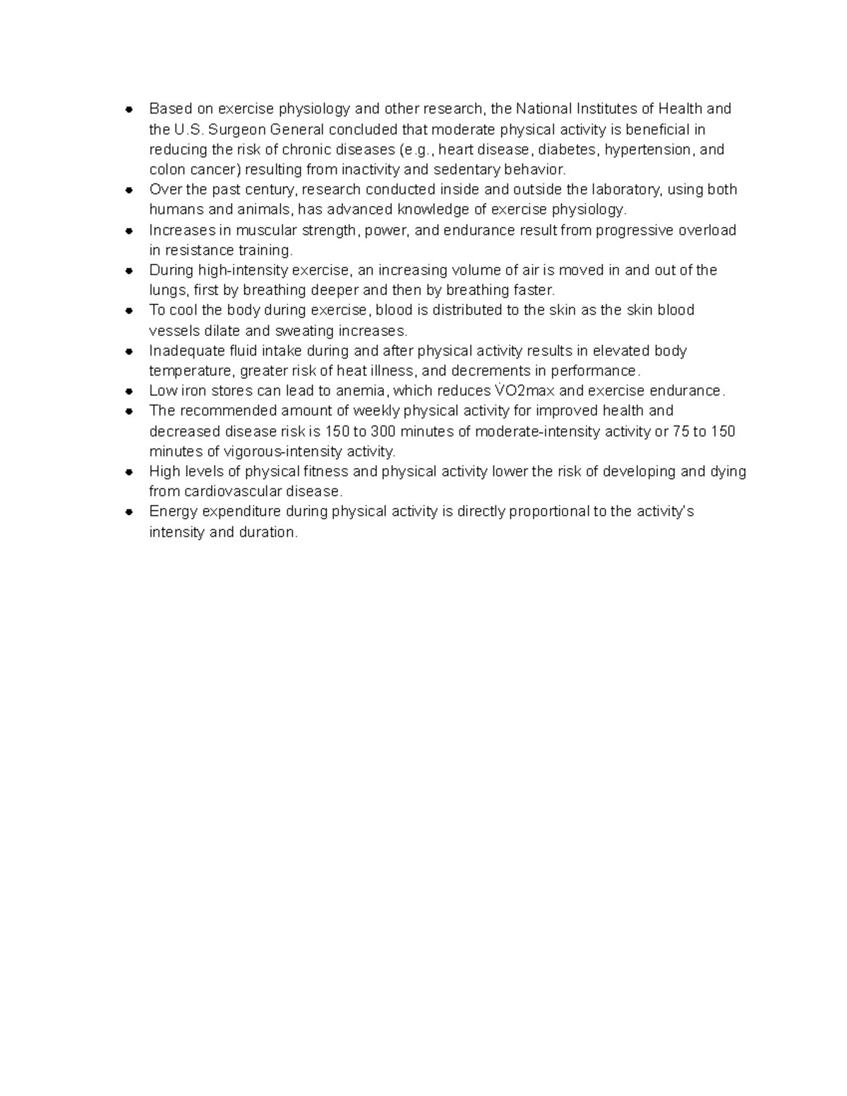 Chapter 9-Exercise Physiology - Based on exercise physiology and other research, the National ...