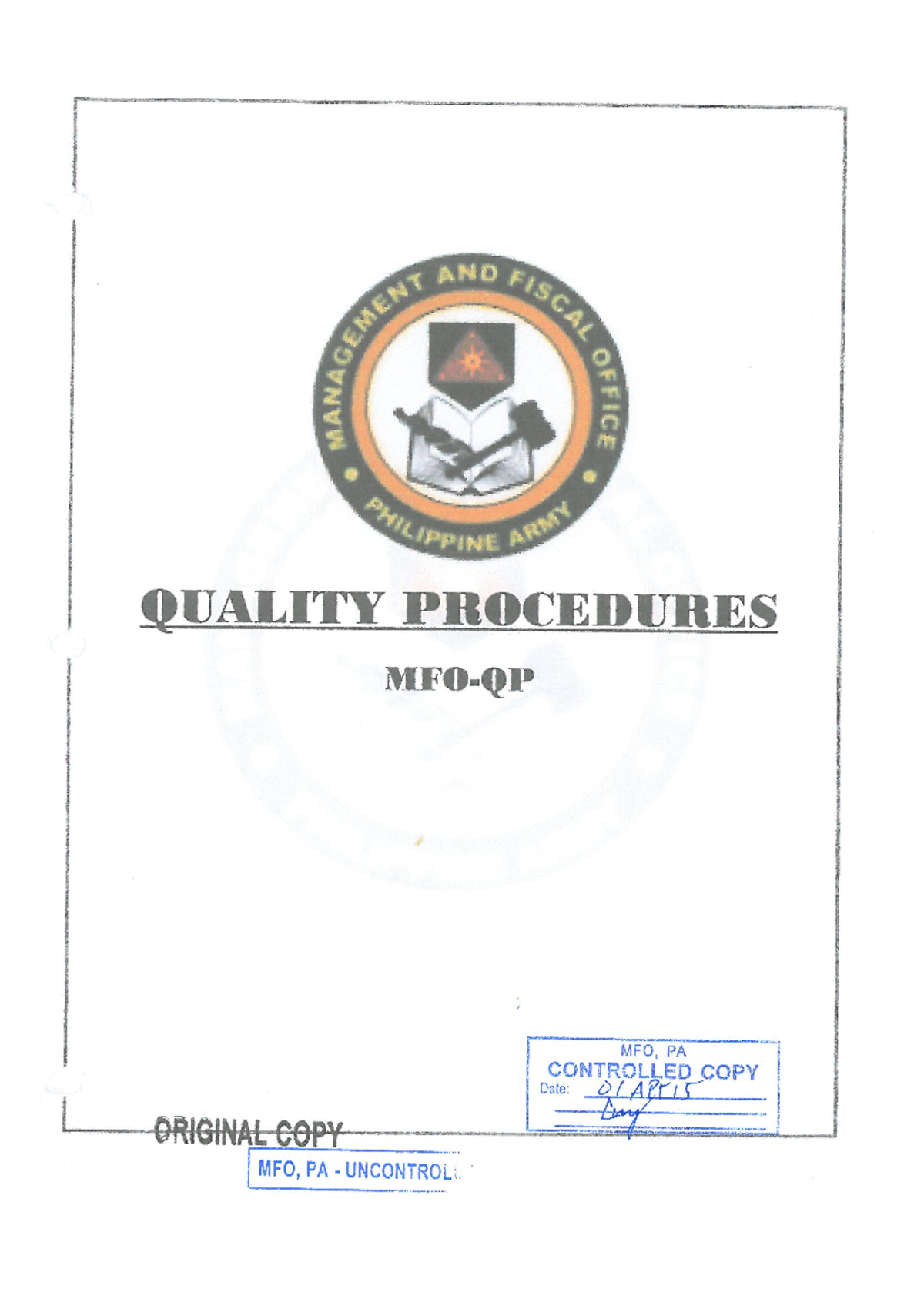 ISO QP MFO PA2 - missyu - AND STREET FISCAL CHILIPPINE ARMY QUALITY ...