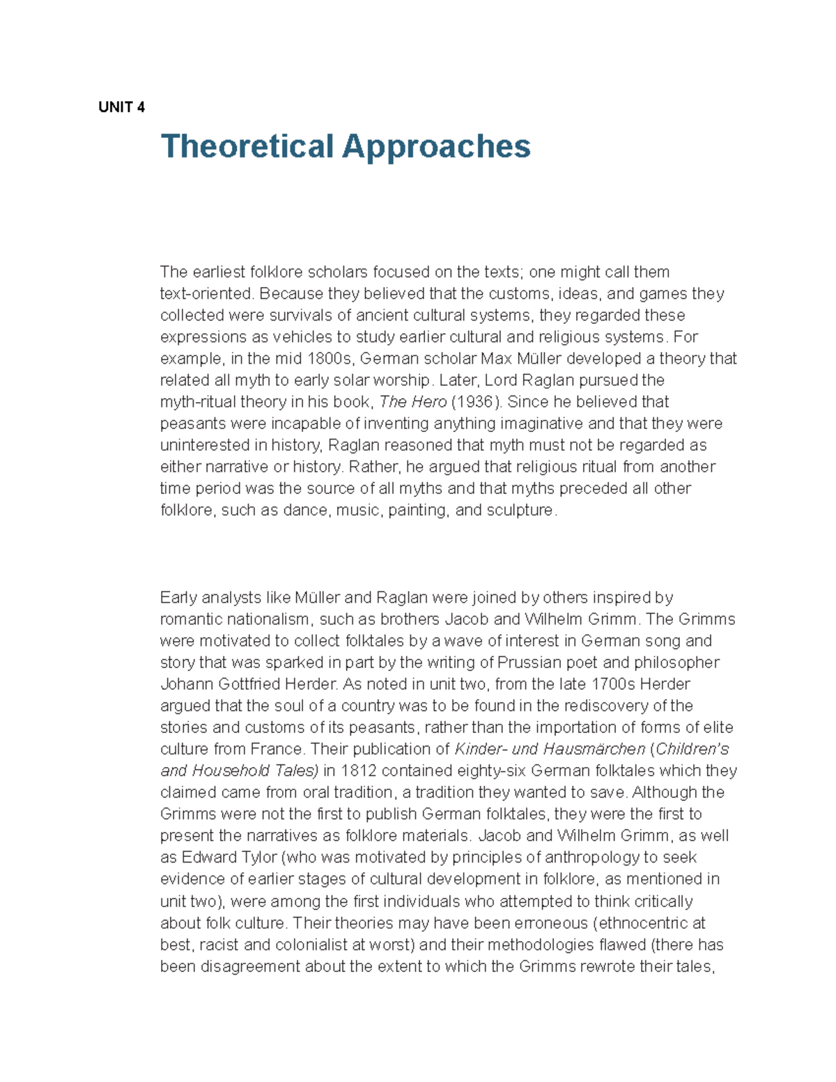 Folklore-unit 4 - Folklore unit lecture notes. Notes written in detail ...