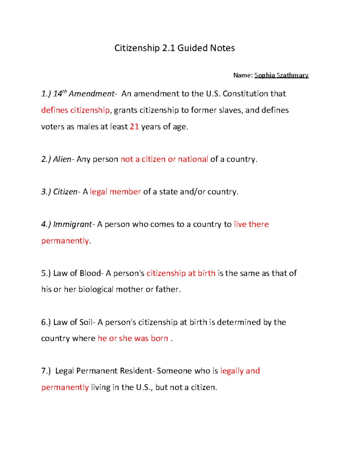 2.1 Citizenship - cecrebbreb - Citizenship 2 Guided Notes Name: Sophia ...