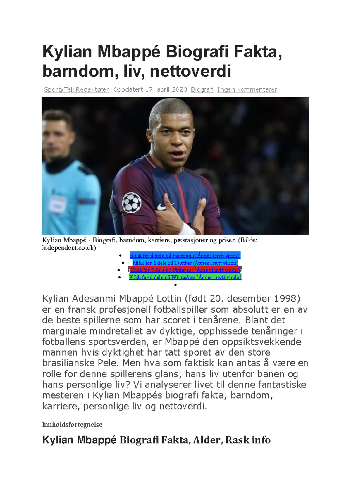Kylian Mbappé Biografi Fakta - Kylian Mbappé Biografi Fakta, barndom ...