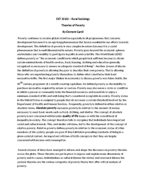 Theories of Poverty 2 - Rural sociology course - Population Research ...