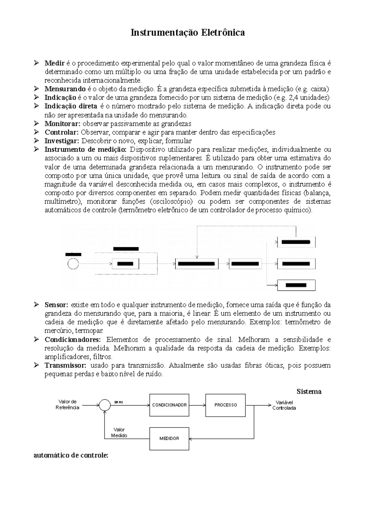 Resumo P1 - Parte 1 - Medir o procedimento experimental pelo qual o ...