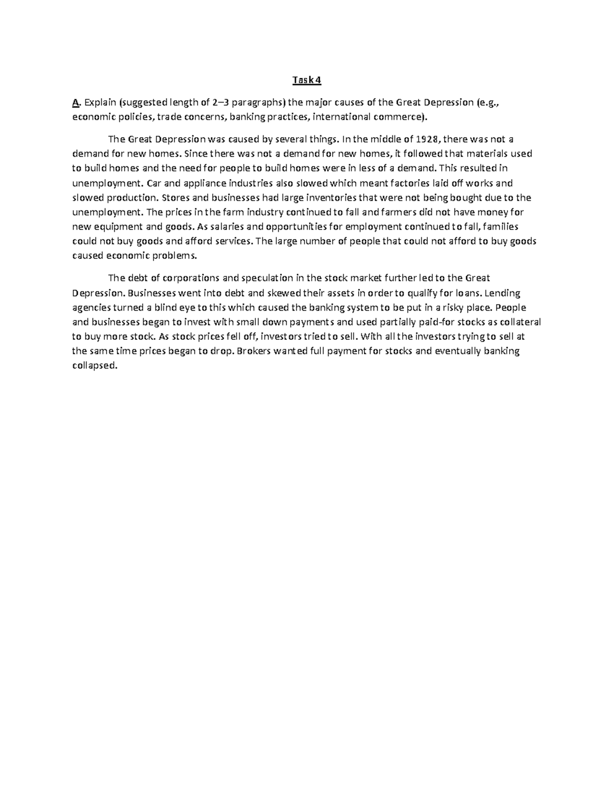 Task 4 - US History - This was an assignment. - Task 4 A. Explain (suggested length of 2–3 - Studocu