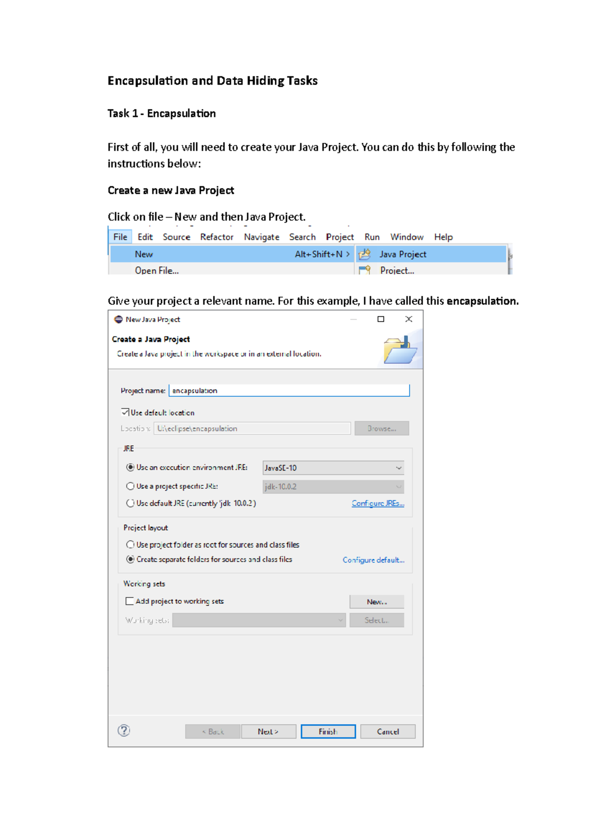 Encapsulation And Data Hiding Tasks You Can Do This By Following The Instructions Below