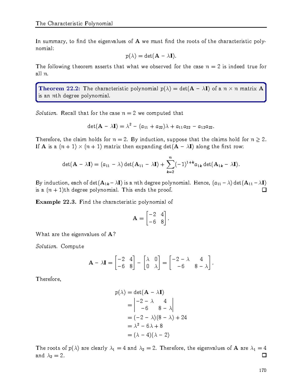 Linear algebra-30 - good - The Characteristic Polynomial In summary, to ...