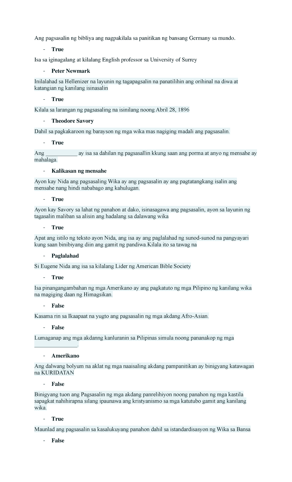 Pagsasaling Pampanitikan - Ang pagsasalin ng bibliya ang nagpakilala sa ...