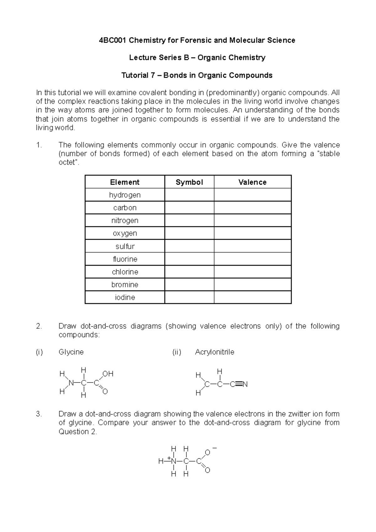 4BC001 organic chemistry tutorial 7 2012 - 4BC001 Chemistry for ...