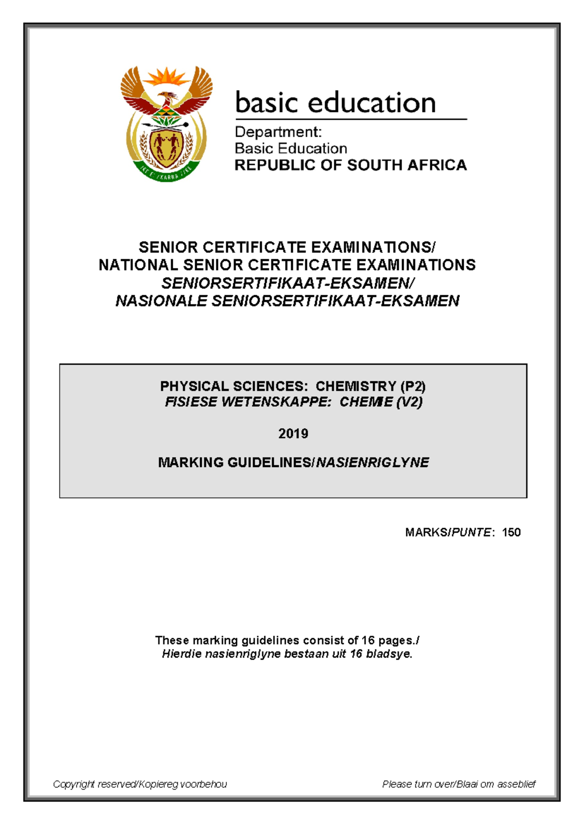 2019 memo V2 - Exam paper - SENIOR CERTIFICATE EXAMINATIONS/ NATIONAL ...