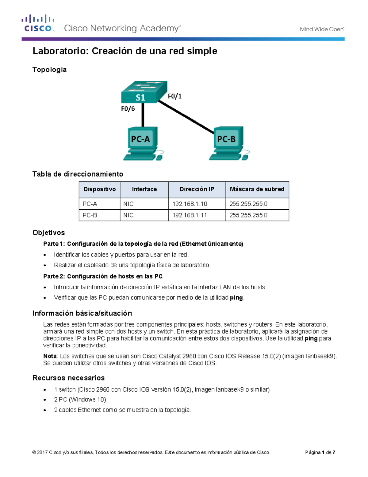 1.3.2.4 Lab - Building a Simple Network - Redes De Computadoras - UTP - Studocu