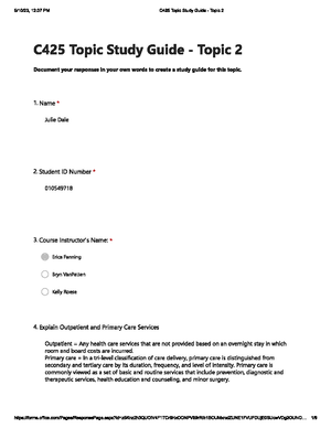 C425 Topic Study Guide – Topic 5 - C425 - Studocu