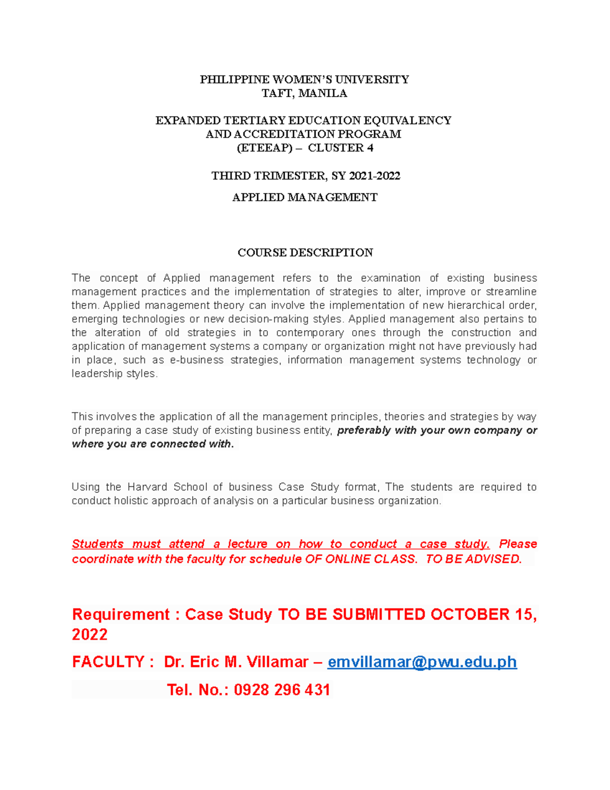 7. Applied Management - NAAAAA - PHILIPPINE WOMEN’S UNIVERSITY TAFT ...