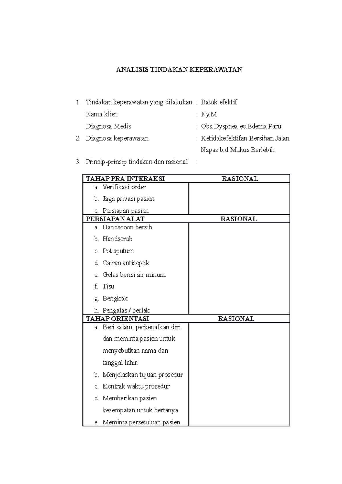 Analisis Tindakan Keperawatan - ANALISIS TINDAKAN KEPERAWATAN Tindakan ...