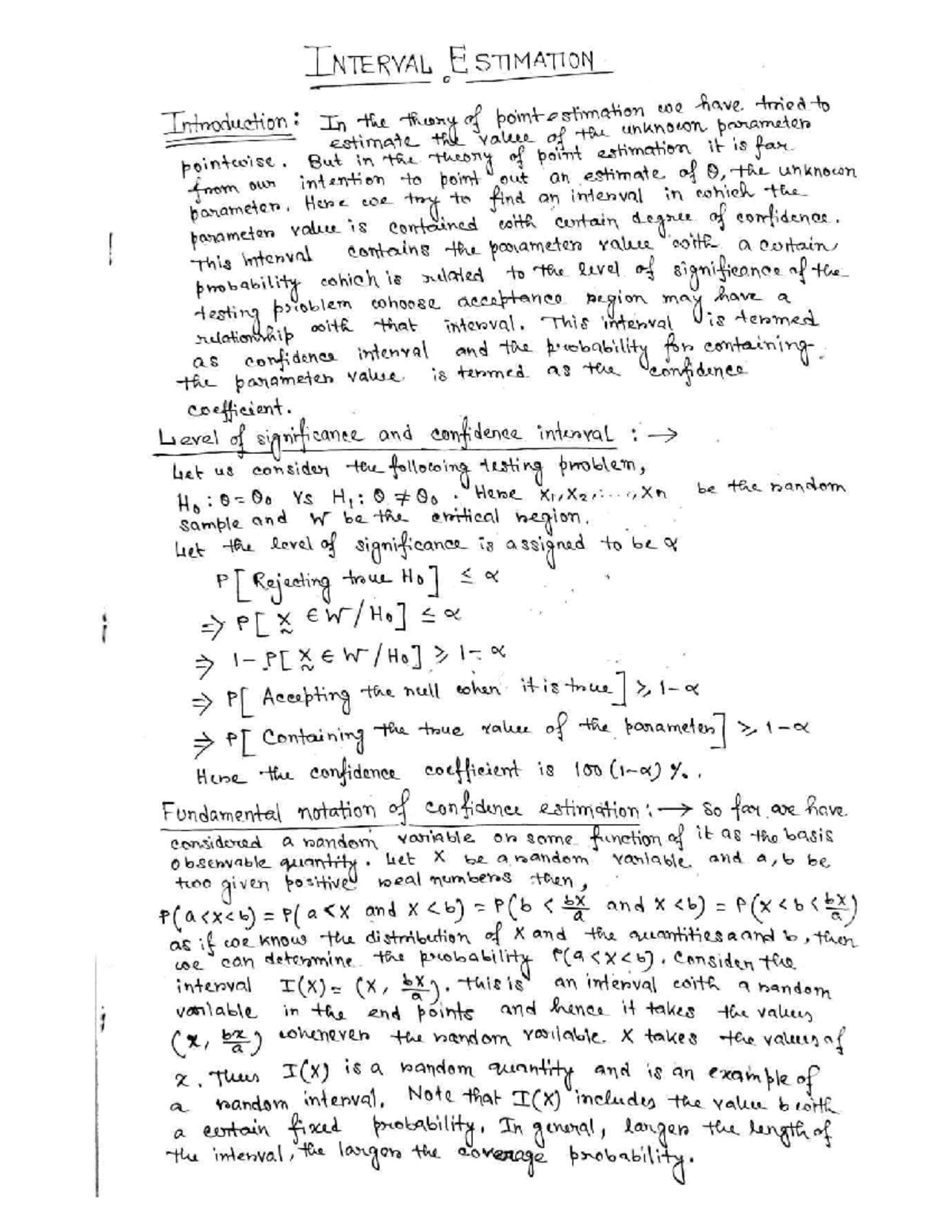 Interval Estimation Advanced Statistical Method The Confidence