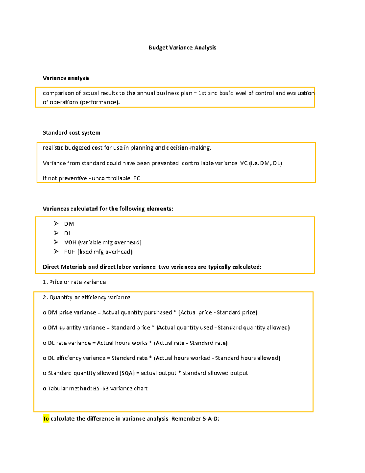 Budget Variance Analysis - Budget Variance Analysis Variance analysis ...