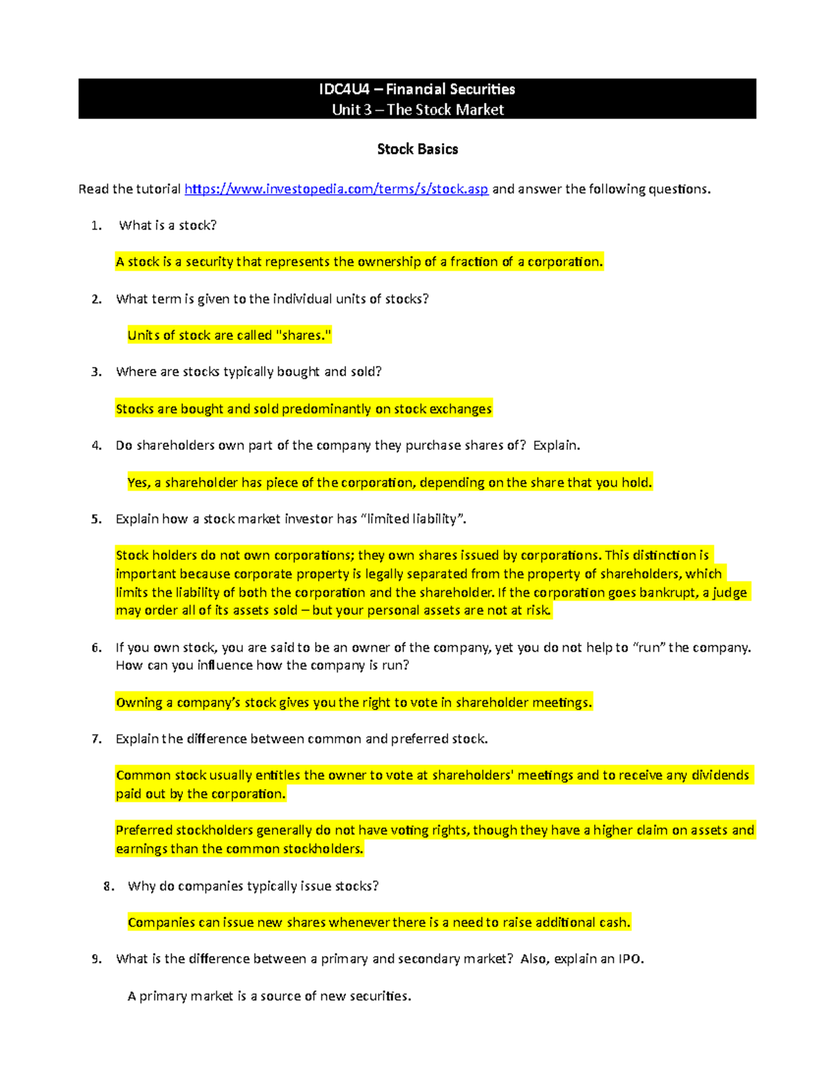 02 Stock Basics Activity V4 - IDC4U4 – Financial Securities Unit 3 ...