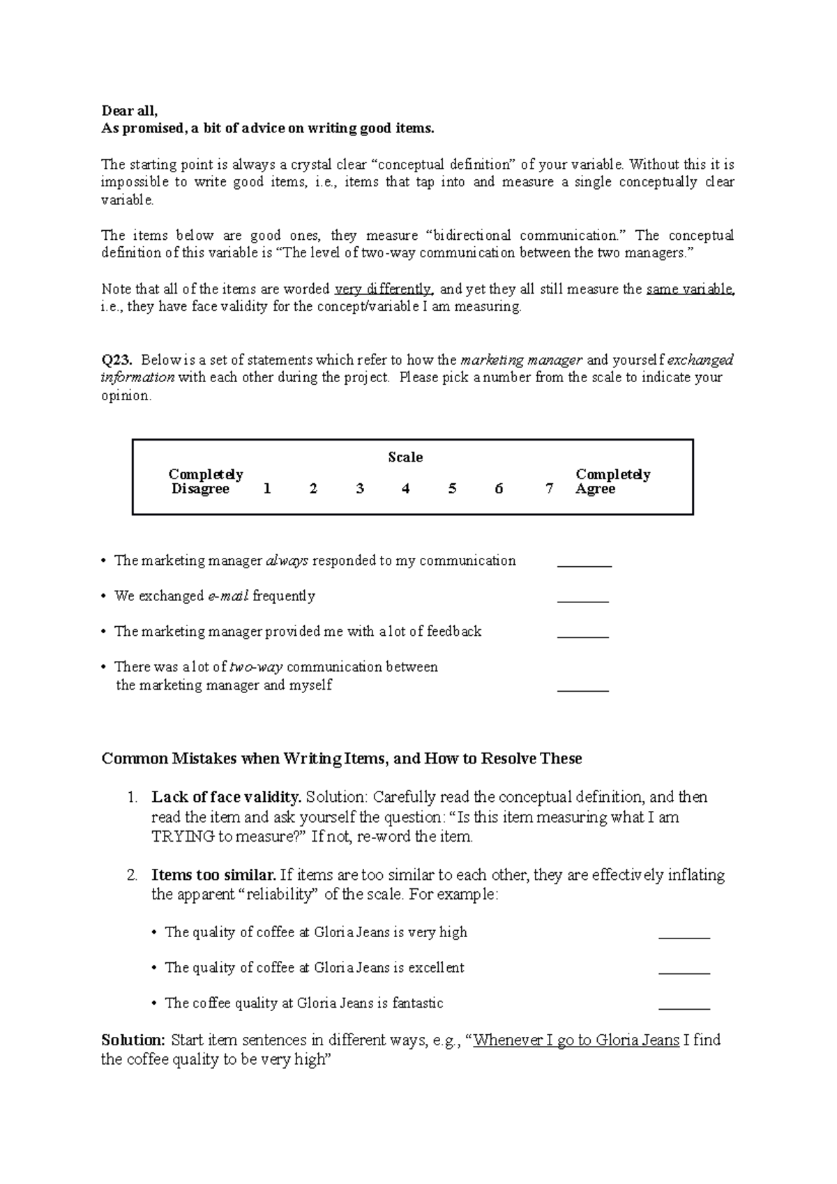 Guide to Writing Items 2022 - Dear all, As promised, a bit of advice on ...