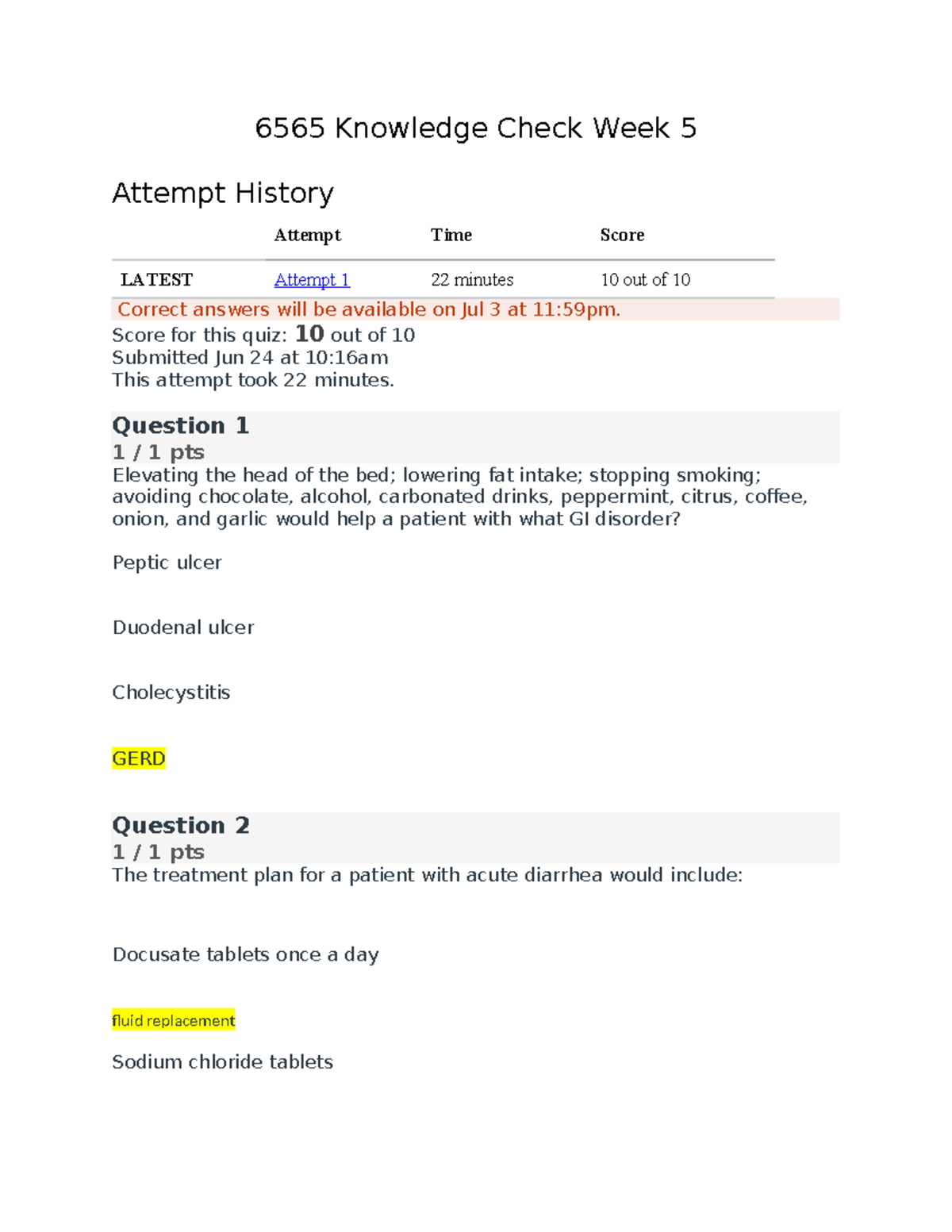 6565 Knowledge Check Week 5 - 6565 Knowledge Check Week 5 Attempt History Attempt Time Score ...