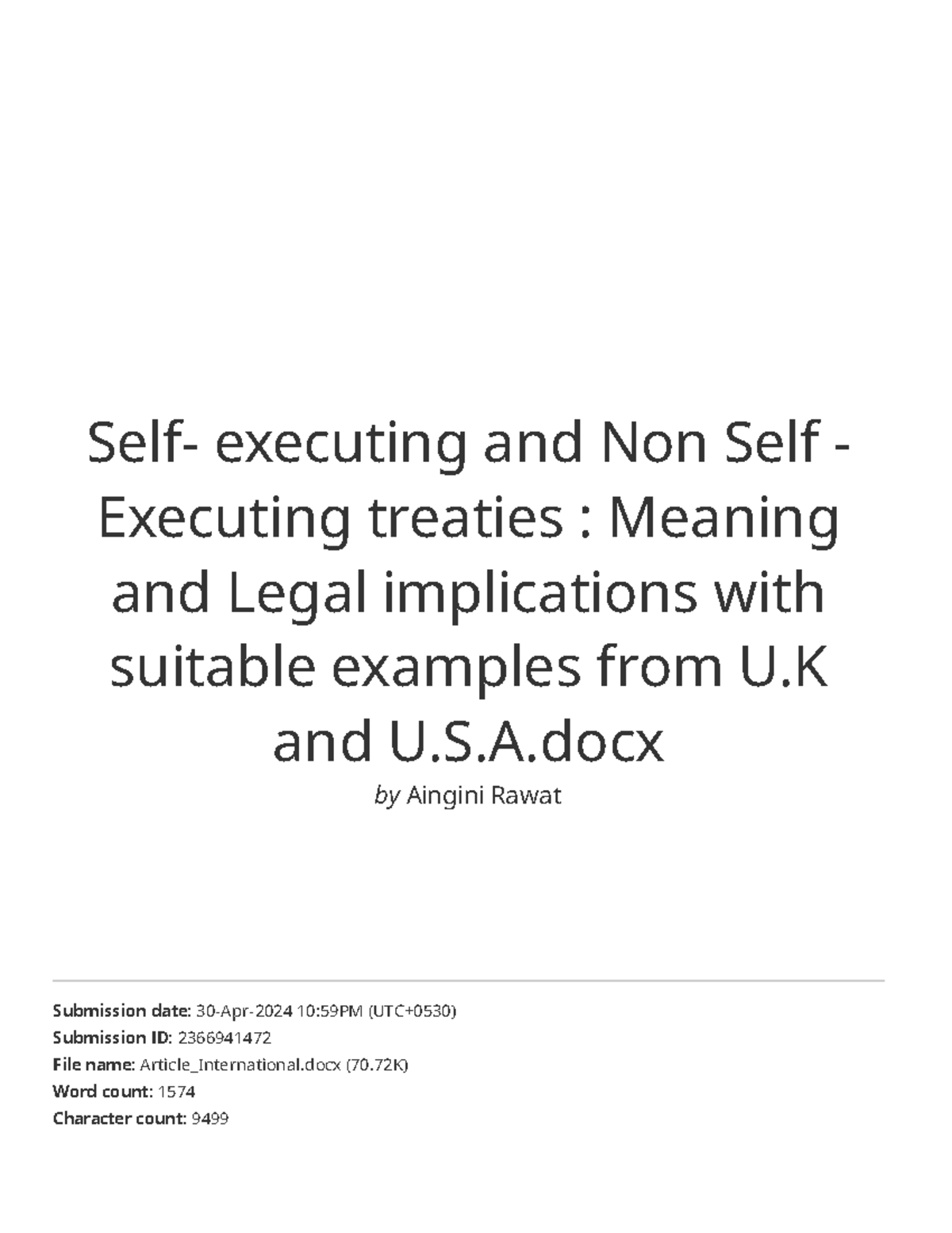 Self- executing and Non Self - Executing treaties Meaning and Legal ... Self- executing and Non Self - Executing treaties Meaning and Legal ...