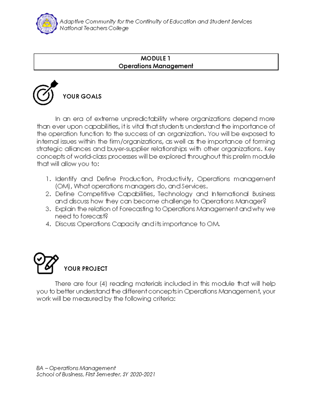 Operations Management Modules - Accountancy - Studocu