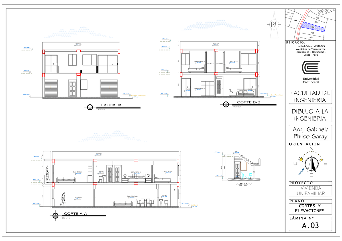 Cortes Y Elevaciones AR 03 - A1 - NPT + 0. NPT + 3. NPT + 5. NPT + 0 ...
