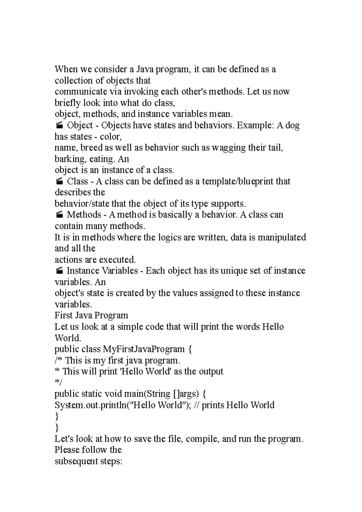 Java4 - lecture notes - When we consider a Java program, it can be ...